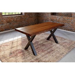 Esstisch Baumkante massiv Akazie nussbaum 180 x 90 schwarz Xerez