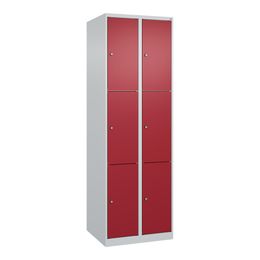 C+P Schlie&szlig;fachschrank Classic PLUS, 2 Abteile, 1850x600x500mm, 7035/3003 Innenh&ouml;he Gefach oben (oberes 599 mm Front RAL 3003 Rubinrot ; C + P M&ouml;belsy (080000-203|S10001)