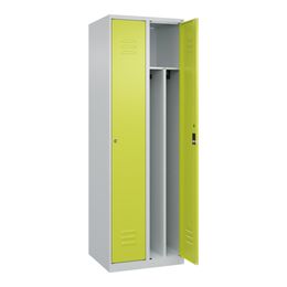 C+P Spind Classic PLUS, 2 Abteile, 1850x600x500mm, 7035/0024 Verschluss Zylinderschloss 4 Garderobenhaken Trennwand mittig ; C + P M&ouml;belsysteme (080000-20F|S10026)