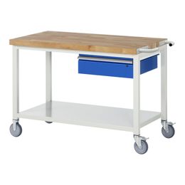 Rau Fahrbare Werkbank mit Ablageboden und Schublade BxTxH 1250x700x880mm (05-8001A6-127B4S.11)