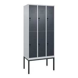 C+P Doppelstock-Spind Classic PLUS, Gestell, 3 Abteile, 2120x900x500mm, 7035/701 Verschluss Sicherheits-Drehriegel Front RAL 7016 Anthrazitgrau ; C + (0803307-30|S10009)