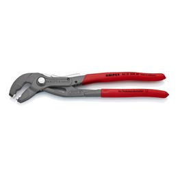Knipex 85 51 250 AF Federbandschellenzange mit Feststeller mit rutschhemmendem Kunststoff überzogen grau atramentiert 250 mm)