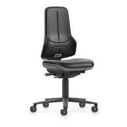 bimos Arbeitsstuhl Neon XXL bis 180 kg mit Rollen, Kunstleder, Flexband grau, Sitz 470-640 mm (9575-MG01-3278)