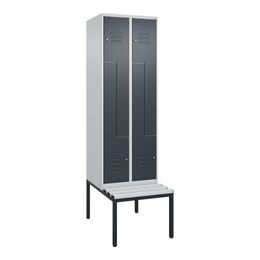 C+P Z-Spind Classic PLUS, Bank, 4 F&auml;cher, 2120x600x815mm, 7035/7016 Verschluss Zylinderschloss Sitzbanktyp untergebaut Material Sitzfl&auml;che Kunststoff (0800537-204|S10053)