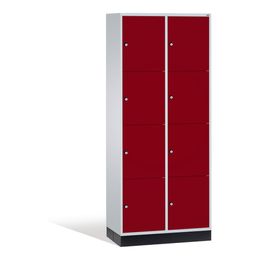 C+P Schließfachschrank Intro, 8 Fächer, H1950xB820xT500mm Front Rubinrot Korpus Lichtgrau ; C + P Möbelsysteme (8470-202|S10142)