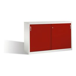 C+P Akten-Sideboard Acurado mit Schiebet&uuml;ren, 2 x 2 Ordnerh&ouml;hen, H1000xB1600xT500mm Front Rubinrot Korpus Lichtgrau ; C + P M&ouml;belsysteme (2156-00|S10049)