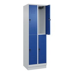 C+P Doppelstock-Spind Classic PLUS, Sockel, 2 Abteile, 1950x600x500mm, 7035/5010 Front RAL 5010 Enzianblau ; C + P M&ouml;belsysteme (080320-20|S10003)