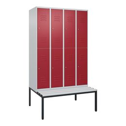 C+P Doppelstock-Spind Classic PLUS, Bank, 4 Abteile, 2120x1200x815mm, 7035/3003 Verschluss Zylinderschloss Sitzbanktyp untergebaut Material Sitzfl&auml;che (0803507-40|S10016)