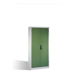 C+P Schwerlast-Werkzeugschrank mit Dreht&uuml;ren, innen 4 B&ouml;den, H1950xB930xT400mm Front Resedagr&uuml;n Korpus Lichtgrau ; C + P M&ouml;belsysteme (8920-052|S10204)