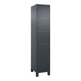C+P Schlie&szlig;fachschrank Classic PLUS, F&uuml;&szlig;e, 1 Abteil, 1950x400x500mm, 7016/7016 Innenh&ouml;he Gefach oben (oberes 365 mm Front RAL 7016 Anthrazitgrau ; C + (080010-125|S10015)