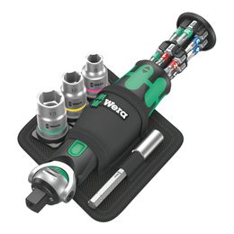 Wera 8009 Zyklop Pocket Set 2, kompaktes Werkzeugset mit Hybrid-Knarre und Zubeh&ouml;r, 18-teilig (05004281001)