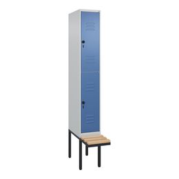 C+P Doppelstock-Spind Classic PLUS, Bank, 1 Abteil, 2120x300x815mm, 7035/5023 Verschluss Sicherheits-Drehriegel Sitzbanktyp auskragend Material Sitzfl (0803407-10|S10005)