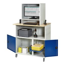 Rau Computer-Tisch 1023 mit Monitorgehäuse T550mm, B1100xT790xH1890mm, mobil (07-1023M5F.11)