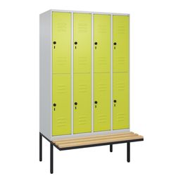 C+P Doppelstock-Spind Classic PLUS, Bank, 4 Abteile, 2120x1200x815mm, 7035/0024 Verschluss Sicherheits-Drehriegel Sitzbanktyp auskragend Material Sitz (0803407-40|S10010)