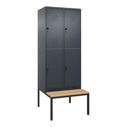 C+P Doppelstock-Spind Classic PLUS, Bank, 2 Abteile, 2120x800x815mm, 7016/7016 Verschluss Sicherheits-Drehriegel Sitzbanktyp untergebaut Material Sitz (0803507-22|S10012)