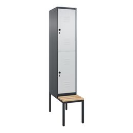C+P Doppelstock-Spind Classic PLUS, Bank, 1 Abteil, 2120x400x815mm, 7016/7035 Verschluss Sicherheits-Drehriegel Sitzbanktyp untergebaut Material Sitzf (0803507-12|S10013)
