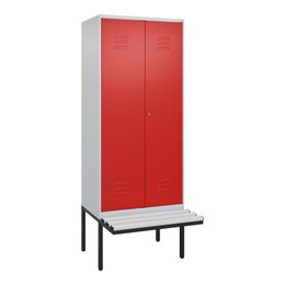 C+P PSA Doppel-Spind Classic PLUS, Bank, 2 Abteile, 2120x800x815mm, 7035/3020 Verschluss Zylinderschloss Sitzbanktyp auskragend Material Sitzfl&auml;che Ku (0800427-22P|S10017)