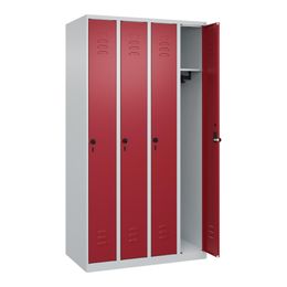 C+P Spind Classic PLUS, 4 Abteile, 1850x1000x500mm, 7035/3003 Verschluss Sicherheits-Drehriegel 3 Garderobenhaken ; C + P M&ouml;belsysteme (080000-49|S10001)