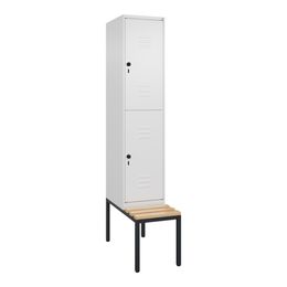C+P Doppelstock-Spind Classic PLUS, Bank, 1 Abteil, 2120x400x815mm, 9016/9016 Verschluss Sicherheits-Drehriegel Sitzbanktyp untergebaut Material Sitzf (0803507-12|S10014)