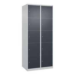 C+P Schlie&szlig;fachschrank Classic PLUS, 2 Abteile, 1850x800x500mm, 7035/7016 Innenh&ouml;he Gefach oben (oberes 365 mm Front RAL 7016 Anthrazitgrau ; C + P M&ouml; (080000-225|S10007)