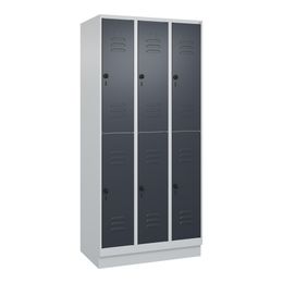 C+P Doppelstock-Spind Classic PLUS, Sockel, 3 Abteile, 1950x900x500mm, 7035/7016 Front RAL 7016 Anthrazitgrau ; C + P M&ouml;belsysteme (080320-30|S10008)