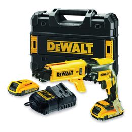 Dewalt DCF620D2K-QW Akku-Schnellbauschrauber-Set 18V /2 0Ah (BL) bürstenloser Motor inkl. 2x G-Akku (18 Volt /2 Ah) + Schnellladegerät im TSTAK Box II mit LED-Licht und Gürtelclip)