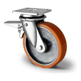 CASCOO Lenkrolle mit Totalfeststeller im Vorlauf ø 125 mm Serie I2U5 Doppelkugellager (CHP5MW0125I2U5D0N)