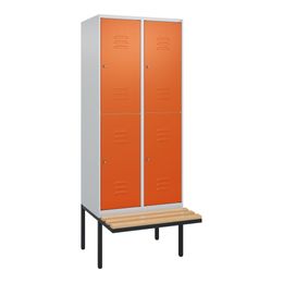 C+P Doppelstock-Spind Classic PLUS, Bank, 2 Abteile, 2120x800x815mm, 7035/2004 Verschluss Zylinderschloss Sitzbanktyp auskragend Material Sitzfl&auml;che B (0803407-22|S10182)