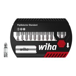 wiha Bit Set FlipSelector 13 teilig I mit Gürtelclip I Standard 25 mm Schlitz, Kreuz, Pozidriv I magnetischer Bithalter I 1/4 Zoll C6,3 (39049))