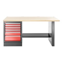 Facom JLS3 Werkbank 2,2m Holz 7 Schubladen Hoch (JLS3-2MW7DH)