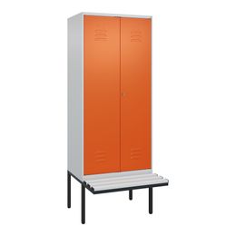 C+P PSA Doppel-Spind Classic PLUS, Bank, 2 Abteile, 2120x800x815mm, 7035/2004 Verschluss Zylinderschloss Sitzbanktyp auskragend Material Sitzfl&auml;che Ku (0800427-22P|S10092)