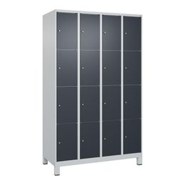 C+P Schlie&szlig;fachschrank Classic PLUS, F&uuml;&szlig;e, 4 Abteile, 1950x1200x500mm, 7035/7016 Innenh&ouml;he Gefach oben (oberes 453 mm Front RAL 7016 Anthrazitgrau ; C (080010-404|S10008)