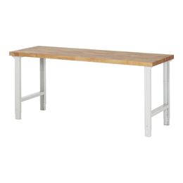 Rau Werkbank mit einstellbarer Arbeitshöhe und Massiv-Arbeitsplatte 2000x700x790-1140 mm (03-7000-1-207BR4H-Z.12)