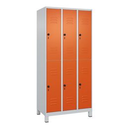 C+P Doppelstock-Spind Classic PLUS, F&uuml;&szlig;e, 3 Abteile, 1950x900x500mm, 7035/2004 ; C + P M&ouml;belsysteme (080310-30|S10073)