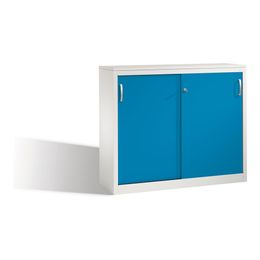 C+P Akten-Sideboard Acurado mit Schiebetüren, 2 Ordnerhöhen, H1000xB1200xT400mm Front Lichtblau Korpus Lichtgrau ; C + P Möbelsysteme (2046-00|S10117)