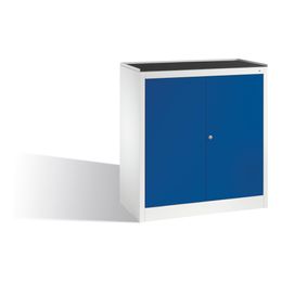 C+P Werkzeug-Beistellschrank mit Dreht&uuml;ren, 2 B&ouml;den und Schublade, H1020xB940xT500mm Front Enzianblau Korpus Lichtgrau ; C + P M&ouml;belsysteme (8821-00|S00014)