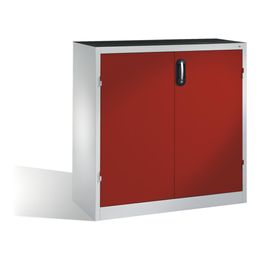 C+P Schwerlast-Beistellschrank mit Dreht&uuml;ren, innen 2 B&ouml;den, H1200xB1200xT500mm Front Rubinrot Korpus Lichtgrau ; C + P M&ouml;belsysteme (8531-052|S10185)