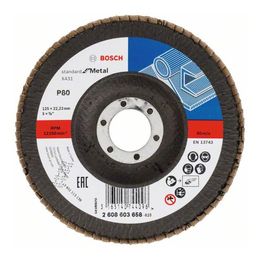 Bosch Fächerschleifscheibe X431, Standard for Metal, gewinkelt, 125 mm, 22,23 mm, 80 (2608603658)