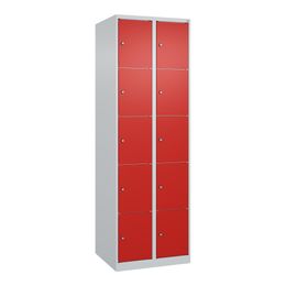 C+P Schlie&szlig;fachschrank Classic PLUS, 2 Abteile, 1850x600x500mm, 7035/3020 Innenh&ouml;he Gefach oben (oberes 365 mm Front RAL 3020 Verkehrsrot ; C + P M&ouml;be (080000-205|S10002)