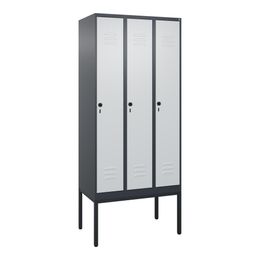 C+P Spind Classic PLUS, Gestell, 3 Abteile, 2120x900x500mm, 7016/7035 Verschluss Sicherheits-Drehriegel 3 Garderobenhaken ; C + P M&ouml;belsysteme (0800307-30|S10013)