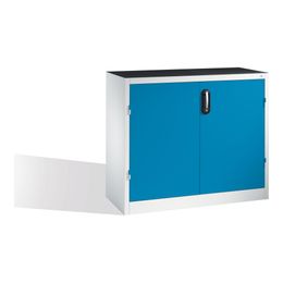 C+P Schwerlast-Beistellschrank mit Dreht&uuml;ren, innen 1 Boden, H1000xB1200xT500mm Front Lichtblau Korpus Lichtgrau ; C + P M&ouml;belsysteme (8831-052|S10261)