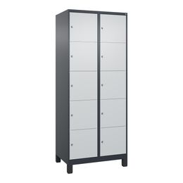 C+P Schlie&szlig;fachschrank Classic PLUS, F&uuml;&szlig;e, 2 Abteile, 1950x800x500mm, 7016/7035 Innenh&ouml;he Gefach oben (oberes 365 mm Front RAL 7035 Lichtgrau ; C + P (080010-225|S10016)
