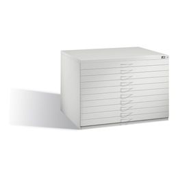 C+P Flachablageschrank für Formate bis DIN A1, 10 Schubladen, H760xB1100xT765mm Front Lichtgrau Korpus Lichtgrau ; C + P Möbelsysteme (7101-000|S00016)