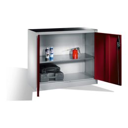 C+P Werkzeug-Beistellschrank mit Dreht&uuml;ren, innen 1 Boden, H1000xB1200xT400mm Front Rubinrot Korpus Lichtgrau ; C + P M&ouml;belsysteme (8830-000|S10206)