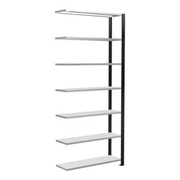 SCHULTE LAGERTECHNIK Schulte Anbauregal B&uuml;ro-Steckregal MULTIplus85 2300 x 1000 x 300 mm 7 Fachb&ouml;den Kreuzstrebe schwarz/RAL 7035 lichtgrau ohne Anschlagleiste ; Schulte L (36034-S)