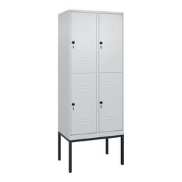 C+P Doppelstock-Spind Classic PLUS, Gestell, 2 Abteile, 2120x800x500mm, 7035/703 Verschluss Sicherheits-Drehriegel Front RAL 7035 Lichtgrau ; C + P M&ouml; (0803307-22|S10009)