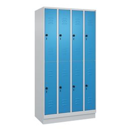 C+P Doppelstock-Spind Classic PLUS, Sockel, 4 Abteile, 1950x1000x500mm, 7035/501 Front RAL 5012 Lichtblau ; C + P M&ouml;belsysteme (080320-49|S10004)