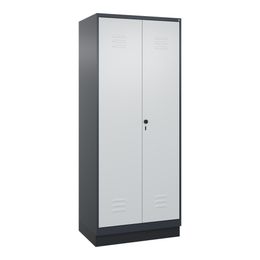 C+P W&auml;sche-Spind Classic PLUS, Sockel, 2 Abteile, 1950x800x500mm, 7016/7035 Verschluss Sicherheits-Drehriegel Trennwand mittig ; C + P M&ouml;belsysteme (080022-22B|S10013)