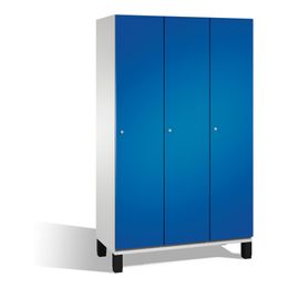 C+P Umkleidespind Cambio auf F&uuml;&szlig;en, 3 Abteile, H1980xB1200xT525mm Front Enzianblau Korpus Lichtgrau ; C + P M&ouml;belsysteme (45100-32|S10012)