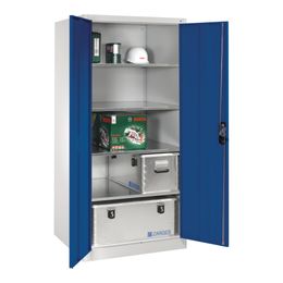 C+P Werkzeugschrank XXLmit Dreht&uuml;ren, innen 4 B&ouml;den, H1950xB930xT800mm Front Enzianblau Korpus Lichtgrau ; C + P M&ouml;belsysteme (8924-00|S10167)